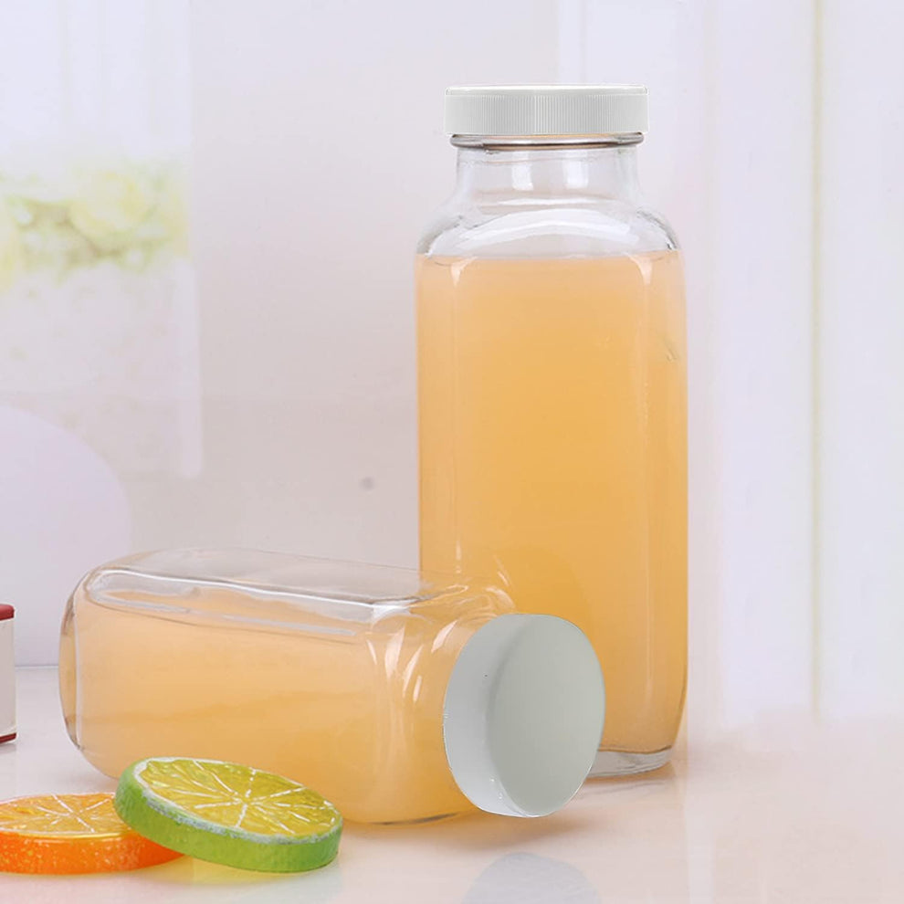 RP 16oz FRENCH SQUARE GLASS BOTTLE W/PLASTIC SCREW CAP – Simple Spaces ...